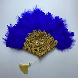 Msbfea Big Size Design African Orange Feather Fan Ladies Wedding Feather Fan for Bride Double Side Feather Nigerian Flower - 35cmx45cm Color 930