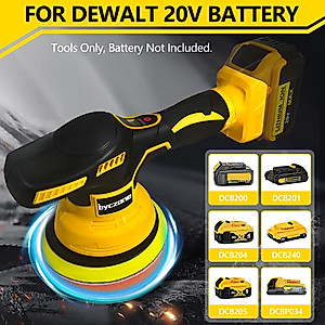 Cordless Car Buffer Polisher for Dewalt 20V Battery, 6 Inch Portable Orbital Buffer Polisher Kit, 8 Variable Speed Car Polisher for Car Detailing/Polishing/Waxing (Battery Not Include)