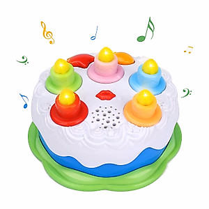 OKREVIEW First Birthday Cake Toy - Music Cake Toys with Counting and Blow Candles Singing Toys for 1 2 3 4 Years Old Boys Girls Birthday and Xmas Gift