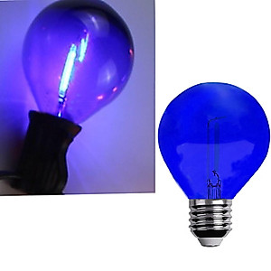 15 Pack G40 Plastic LED Replacement Light Bulbs 1W Shatterproof Blue Color Filament Globe Bulbs E12 Candelabra Base Christmas Round Replacement Bulbs for Outdoor Indoor Patio String Lights(Blue)