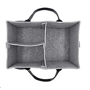 HOMEVAGE Diaper Caddy Caddies Organizer, Baby Cloth Diapering, Tote Bag, Nursery Storage Bin for Changing Table, Portable Car Travel Organizer (Light Grey)