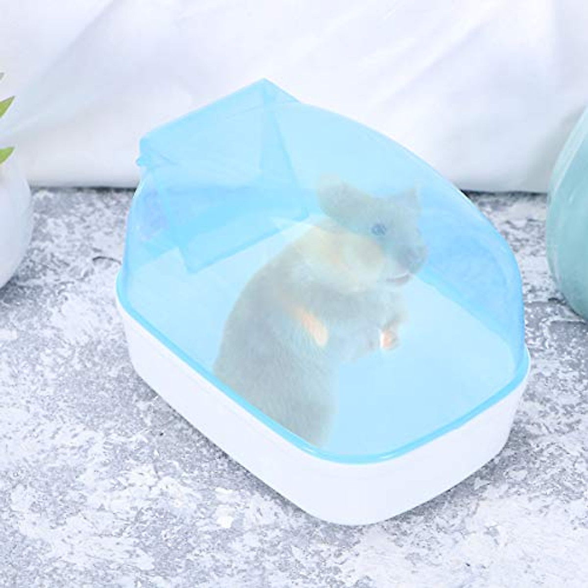 TEHAUX Hamster Bathroom Gerbil Plastic Sand Dry Bath Container Small Animal Sauna Toilet Sandbox for Hamster Gerbil Rat Mice and Small Animal (Random Color)