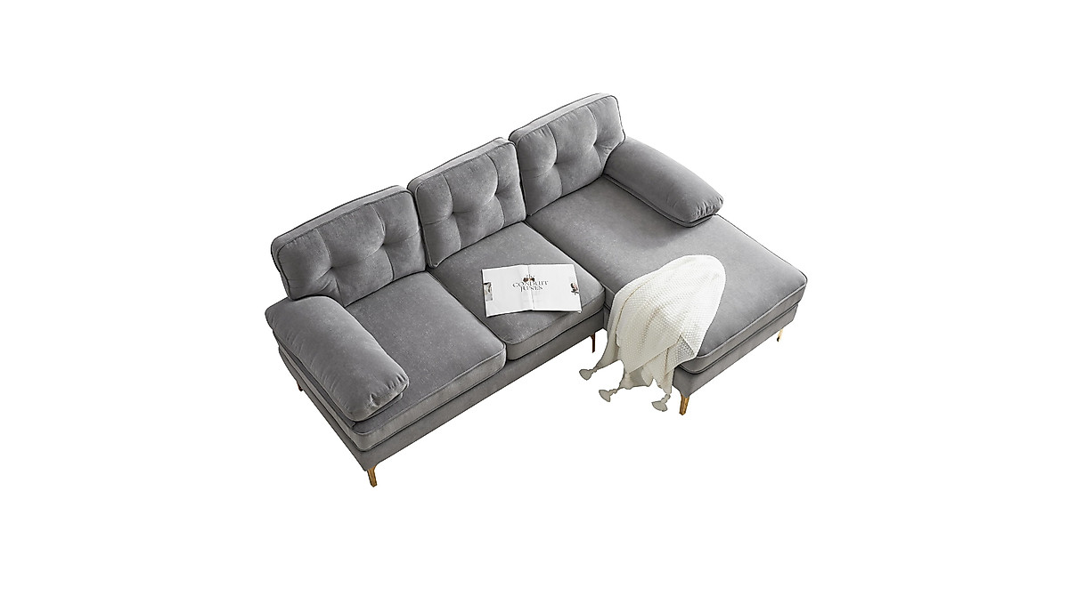 Modern L-Shape Velvet Sofa for Small Spaces