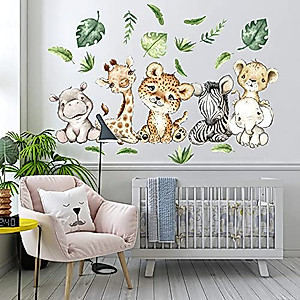 Jungle Animals Wall Decals Giraffe Tiger Zebra Elephant Wall Stickers for Living Room Bedroom Kids Room Nursery Wall Decor