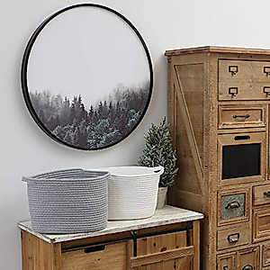 Sea Team Oval Cotton Rope Woven Storage Basket with Handles, Diaper Caddy, Nursery Nappies Organizer, Baby Shower Basket for Kid's Room, 12.2 x 8 x 9 Inches (Small Size, Grey)