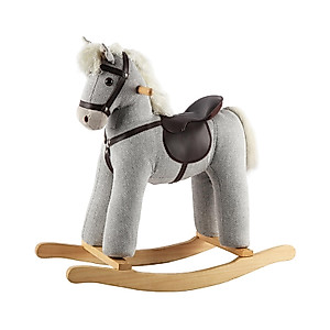Rock My Baby Rocking Horse Gray, Ride on Pony with Realistic Sound, Wooden Rocking Toy, Rocking Animals, for Boy and Girl Age 2 Years and up (Gray Pony),CPC Certified
