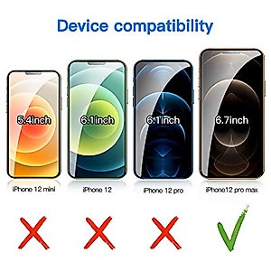 Intermerge 2 Pack Privacy Screen Protector for iPhone 12 Pro Max, Premium 4D Curved Edge to Edge Full Coverage Privacy Tempered Glass Screen Protector for Apple iPhone 12 Pro Max