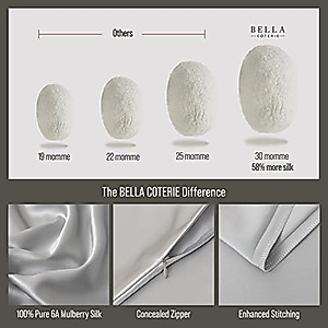 Bella Coterie Luxury Silk Pillowcase for Hair and Skin | 30 Momme | 100% Pure 6A Mulberry Silk | Super Soft | Perfectly Plush [King, Silver]