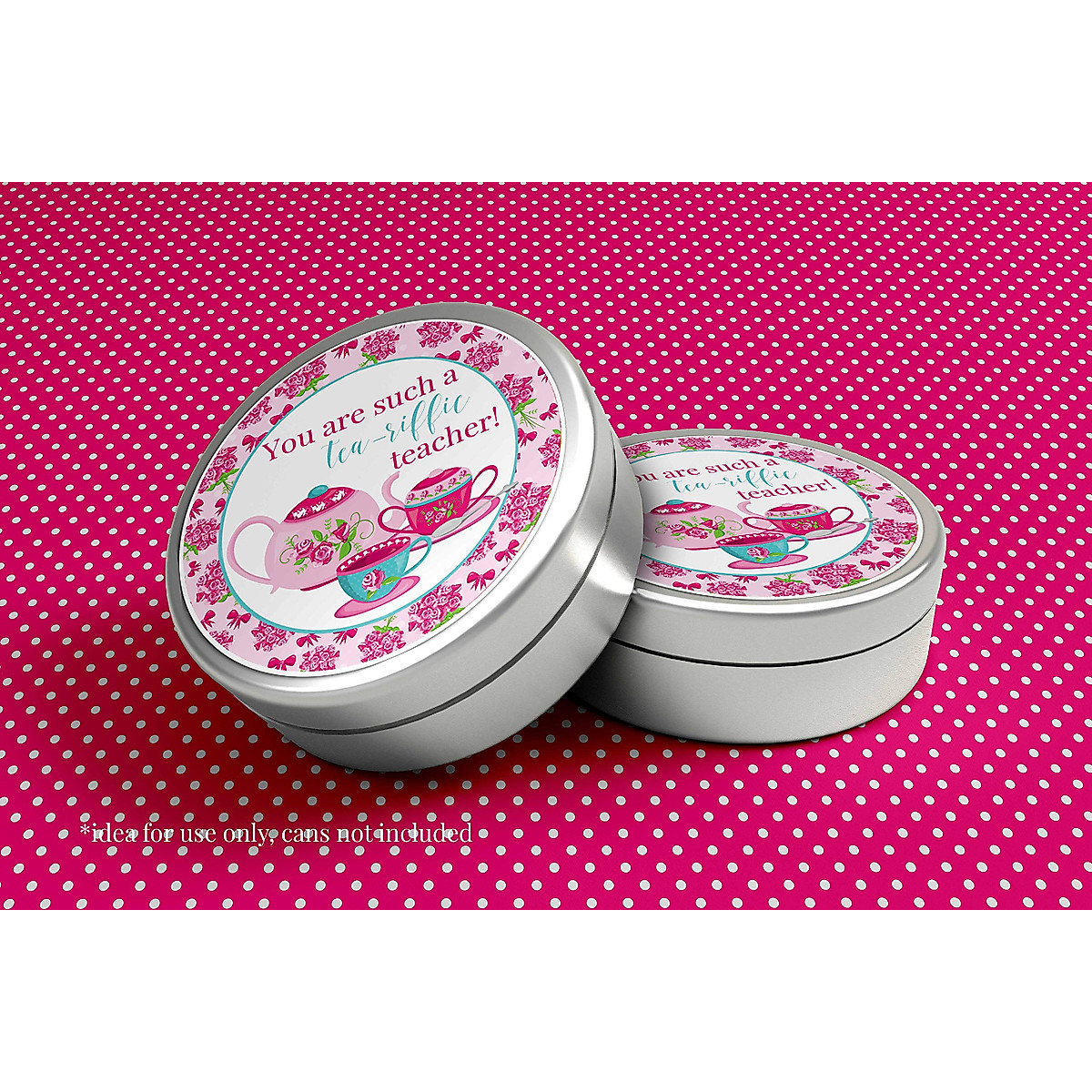 Tea Themed Terrific Teacher Appreciation Thank You Sticker Labels, 40 2" Party Circle Stickers by AmandaCreation, Great for Envelope Seals & Gift Bags