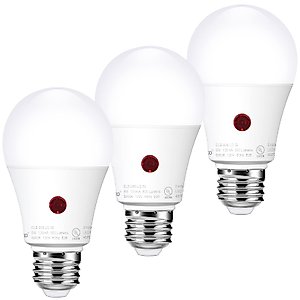 Emotionlite Dusk to Dawn Sensor Light Bulbs Outdoor,Neutral White LED Bulbs, 60 Watt Equivalent, Automatic On/Off, Porch, Patio,Garage, Hallway, Basement, A19 Size, 9W, E26 Medium Base (3 Pack)