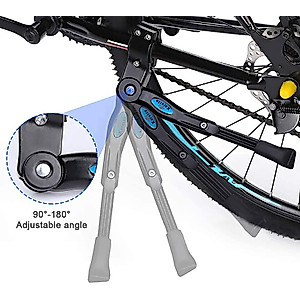 Bike Kickstand Adults- Adjustable Rear Side Aluminum Alloy Bicycle Stand Kickstand Fit for 22" 24" 26" 28" Bike Kick Stand for Mountain Bike Road Bicycles Kickstand (black)