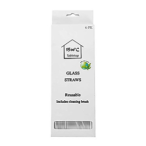 Reusable Glass Straws 8 in 1 set 8.5" Borosilicate Glass Straws Eco Friendly Drinking Straw for Smoothies Cocktails Bar Accessories Straws with Brushes Inside