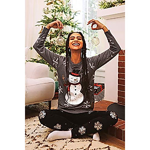Tipsy Elves Women's Gray Sequin Snowman Christmas Neck Sweater Long Sleeve Sequin Snowman (Grey) XX-Large