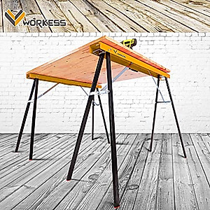 WORKESS Saw Horses 2 Pack Folding, Portable Saw Horses Heavy Duty 550 lbs Weight Capacity Portable Folding Legs and Easy Carry Handle