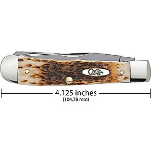 Case XX WR Pocket Knife Trapper With Genuine Bone Handle, Carbon Steel Blade(s), Length Closed: 4 1/8 Inches (Amber Bone)