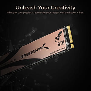 SABRENT Rocket 4 Plus SSD with Heatsink 8TB PCIe Gen 4 NVMe M.2 2280 Internal Solid State Drive, Extreme Speed, Heat Management [SB-RKT4P-HTSP-8TB]