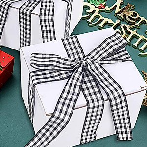 VGOODALL Buffalo Ribbon Decoration, 25 Yards and 1 Inch White and Black Gingham Ribbon, Decorate Your House, Staircase and DIY Any Kind of Style You Like