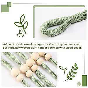 LSEYKRMH 2 Pack Macrame Plant Hangers No Tassel,Hanging Baskets with Wood Bead Hanging Planter Holders No Tail for Indoor Outdoor Plants Holders with Trays & Hooks 24"/31" (Green)