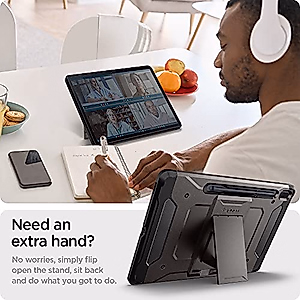 Spigen Tough Armor Pro Designed for Galaxy Tab S7 FE 12.4" 2021 Case with S Pen Holder (2021) - Gunmetal
