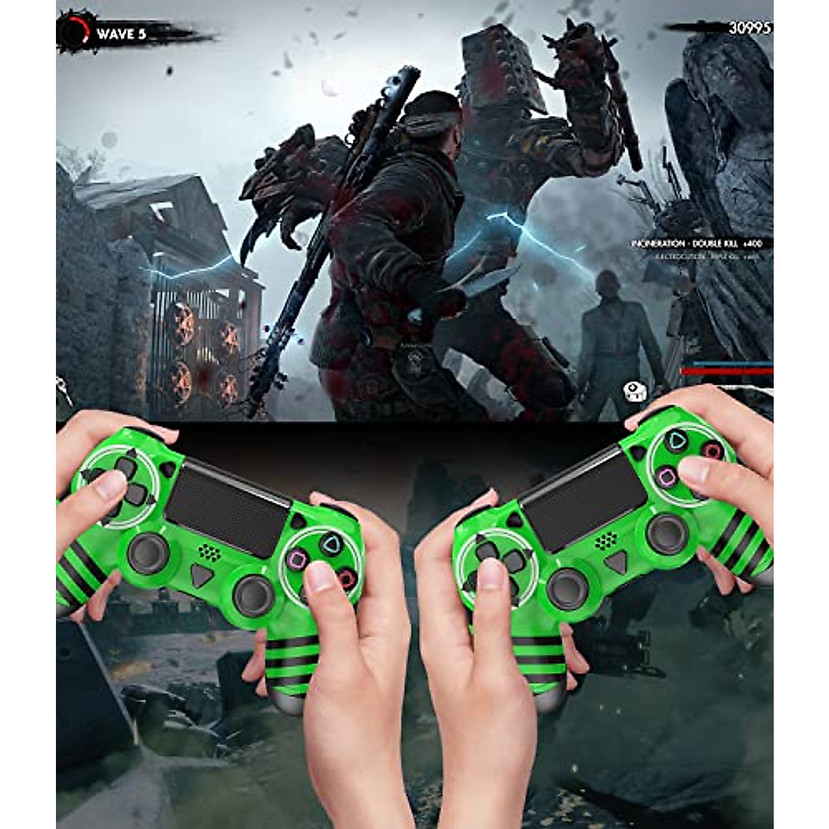 HOZKAII Replacement for Playstation 4 Controller, Wireless Remote Controller Compatible with PS4/Pro/Slim with Dual Vibration/6-Axis Motion Control/Audio Function/Headphone Jack