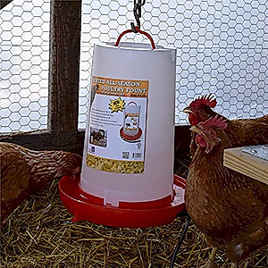 Farm Innovators Model HPF-100 "All-Seasons" Heated Plastic Poultry Fountain For Chicken, 3 Gallon, Red/White, 100-Watt