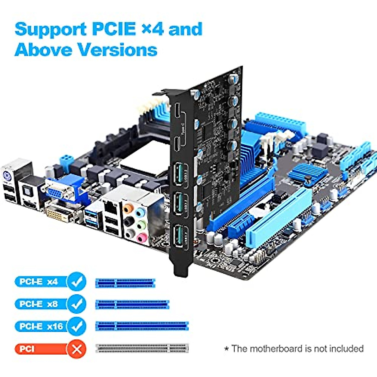 PCIe to USB 3.2/3.1 Gen 2 Card with 10Gbps SuperSpeed 5-Port (2X USB-C - 3X USB-A) PCI Express Expansion Card PC Internal USB hub for Windows 11/10/8/7 and MAC OS