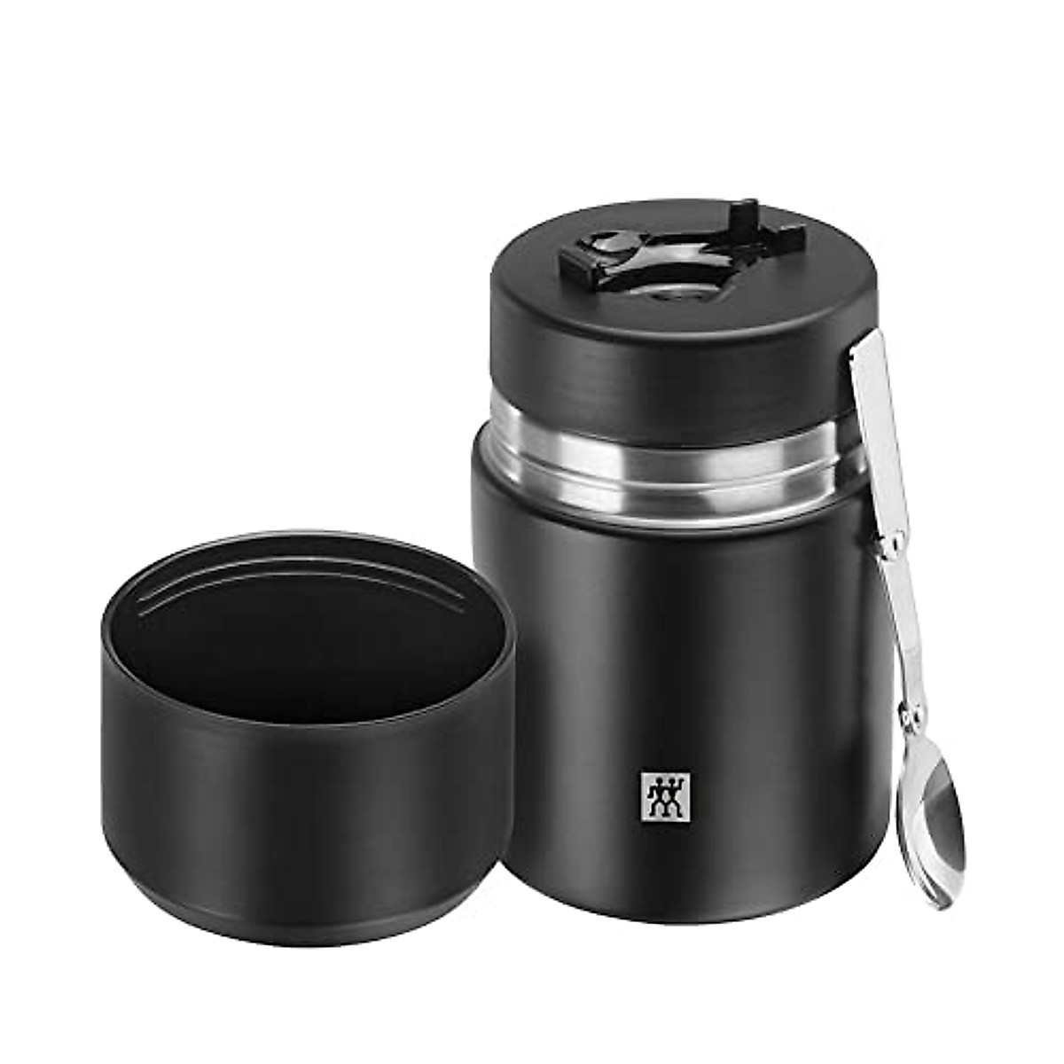 Zwilling Thermo Food Container, Integrated Bowl, Double Wall Insulation, Including Spoon, 700 ml, Height: 17 cm, Black