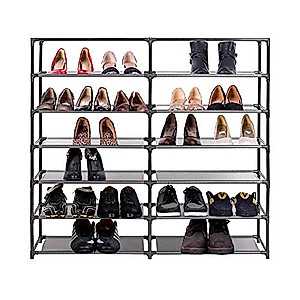 Livebest 6 Tier Shoe Rack with Water Proof Cover 50 Pairs Shoes Portable Storage Organizer Cabinet Tower Shelf Red