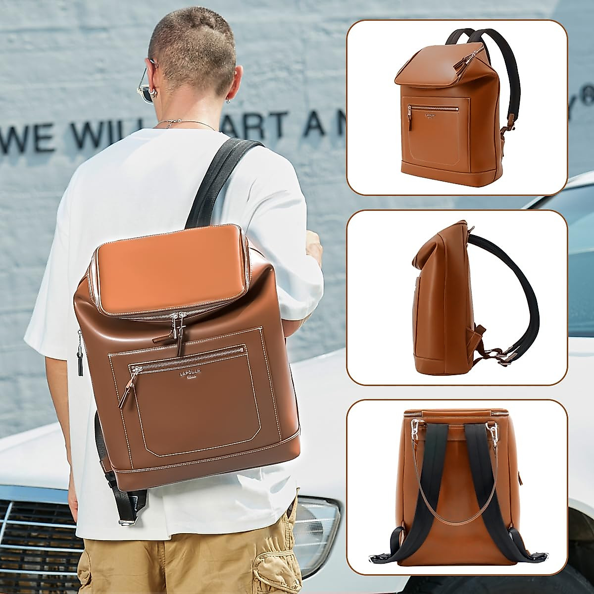 LAPOLAR Travel Backpack, Business Travel Laptop Backpack for Men, 15.6 inch Computer Bag Flap Backpack