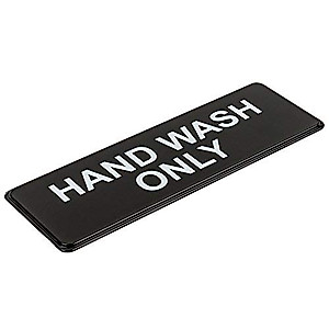 Hand Wash Only Sign - Black and White, 9 x 3-inches Hand Wash Only Sink Sign, Restaurant Compliance Signs by Tezzorio
