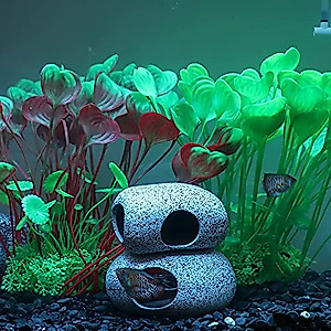 Aquarium Reptile Cave Ceramic Hidden Cavern Cave Fish Tank Rocks Decoration Aquarium Decor Betta Hideaway Betta Shrimp Breeding Playing(S+L)