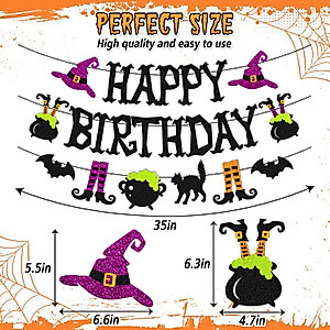 Halloween Birthday Banner Halloween Witch Party Banner Halloween Ghost Bat Cat Theme Party Garland Kids Girl Women Happy Birthday Decorations