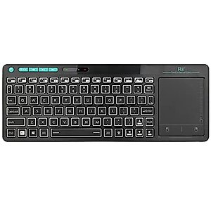 (Dual Mode) Rii RT518S Wireless and Bluetooth 2-LED Color Backlit Multimedia Keyboard with Multi-Touch Big Size Trackpad,Rechargable Keyboard for Android TV Box,PC,Tablets,Smart TV, HTPC, IPTV,Windows
