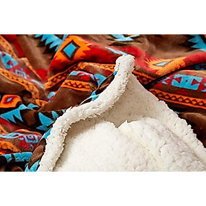 Carstens, Inc Wrangler Southwest Horizon Rustic Sherpa Fleece 54x68 Throw Blanket, Brown