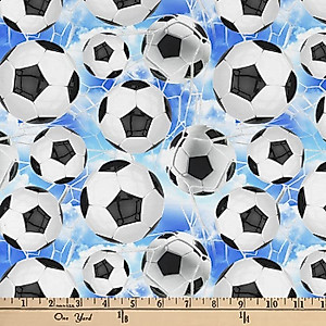 David Textiles Sports Soccer Ball Goals Digital Cotton Fabric by The Yard