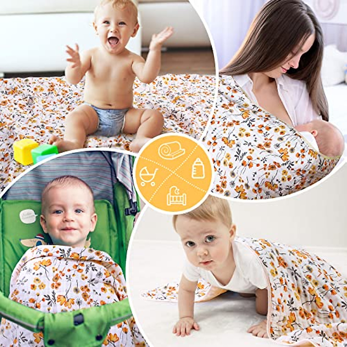 Baby Muslin Blanket - Cotton Crib Blankets for Toddlers, Soft Newborn Swaddle Receiving Blankets for Unisex Girls/Boys, Large Breathable Quilt, Nursing Cover and Kids Bed Blankets