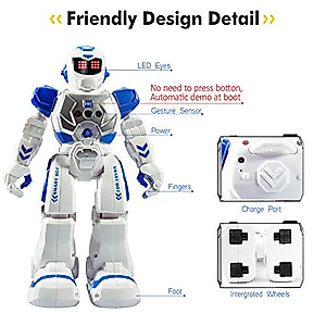 Onadrive Remote Control Robot for Kids Intelligent Programmable Robot with Infrared Controller,Dancing,Singing, Moonwalking and LED Eyes,Gesture Sensing Toys Kit for Childrens Entertainmen (Blue)