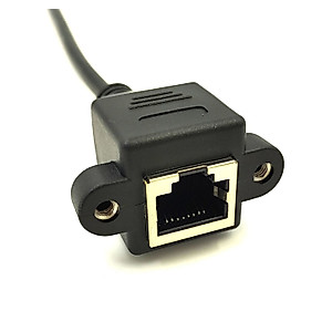 Qaoquda CAT6 Network Extension Cable,90 Degree RJ45 A Male to A Female Screw Panel Mount Extension Cable,Support Ethernet Cat 5e/Cat 6-10 inch (Right)