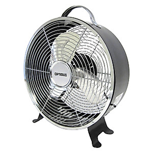 Optimus F-6310BK F-6310 2-Speed 50-Watt 10-In. Portable Retro Drum Fan (Black)