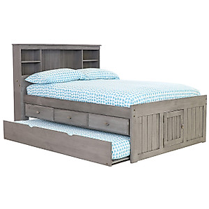 Discovery World Furniture Charcoal Full Bookcase Bed with 3 Drawers and Twin Trundle