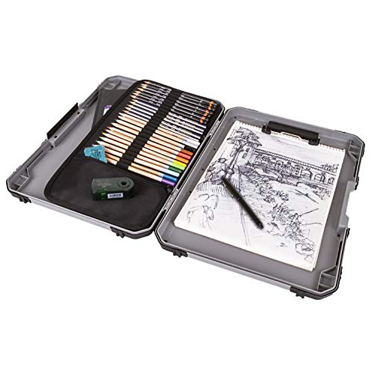 ArtBin 6838AG Sketch Board, Portable Drawing Surface with Internal Art & Craft Storage, Grey