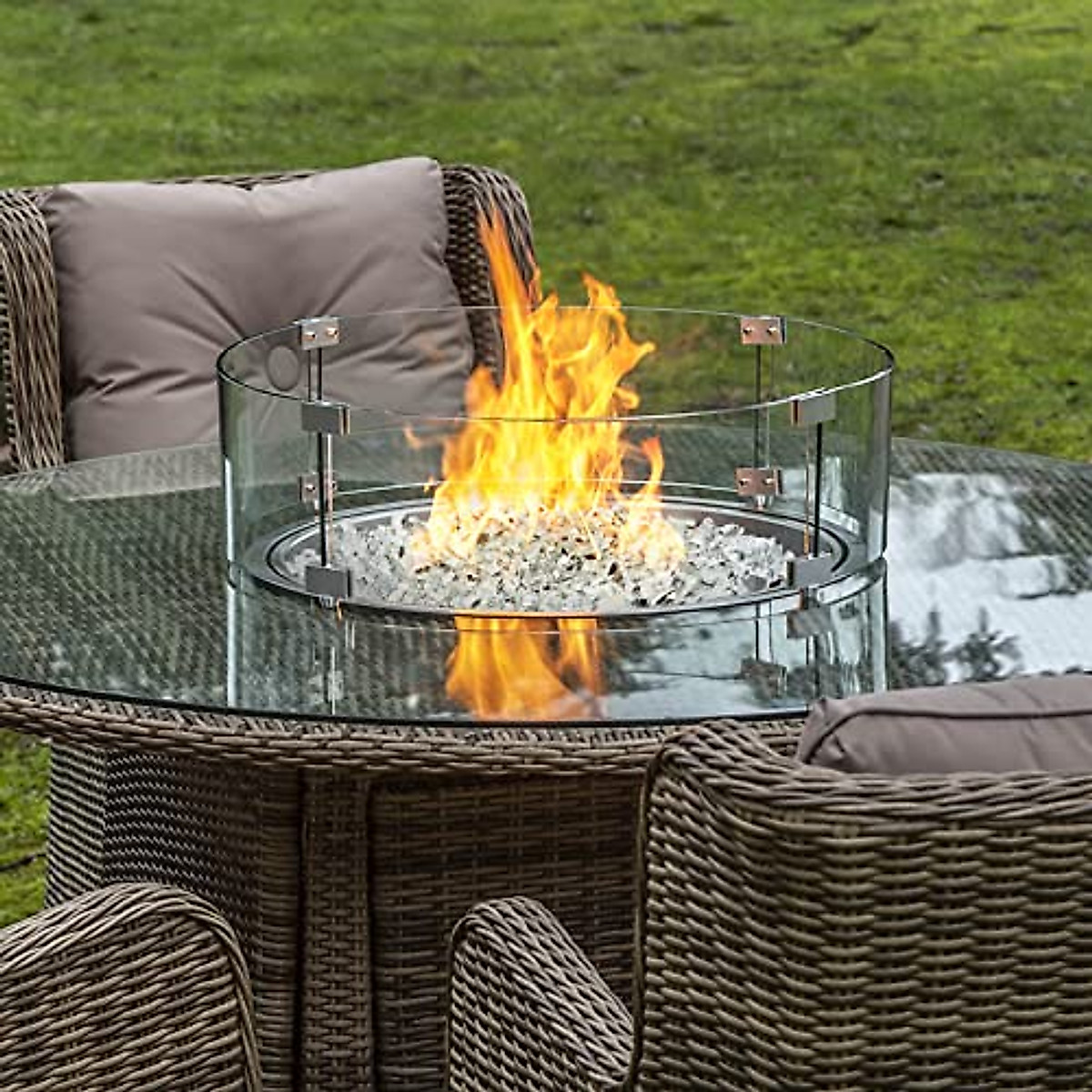 Onlyfire 10 pounds Fire Glass for Propane Fire Pit and Gas Fireplace, 1/4 Inch Reflective Firepit Glass Rocks for Fire Pit Table and Fire Bowl, High Luster Platinum