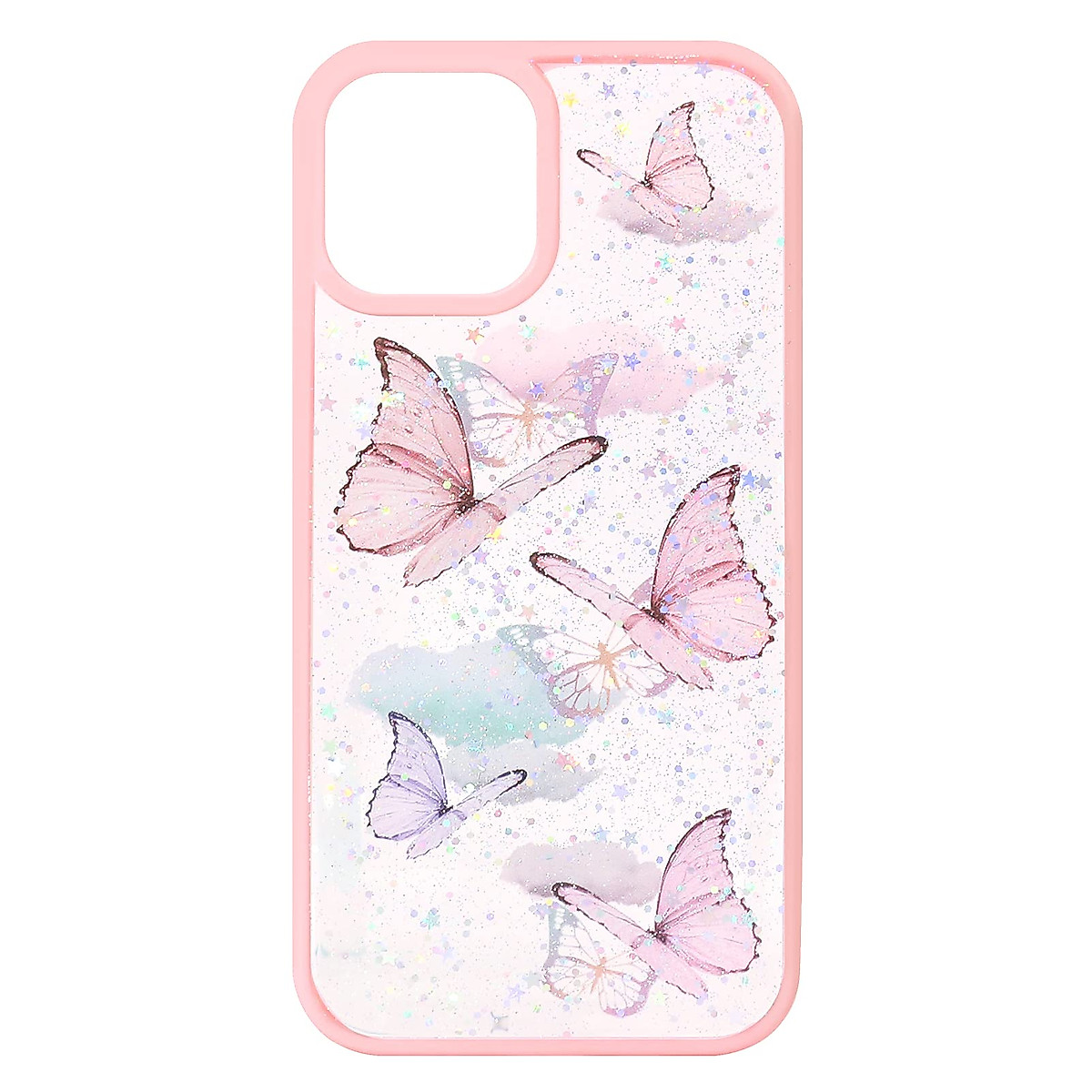MUNDULEA Compatible with iPhone 13 Mini case Butterfly Clear Bling Women Girl Cute Soft TPU Fashion Cover for iPhone 13 Mini (Butterfly Pink)