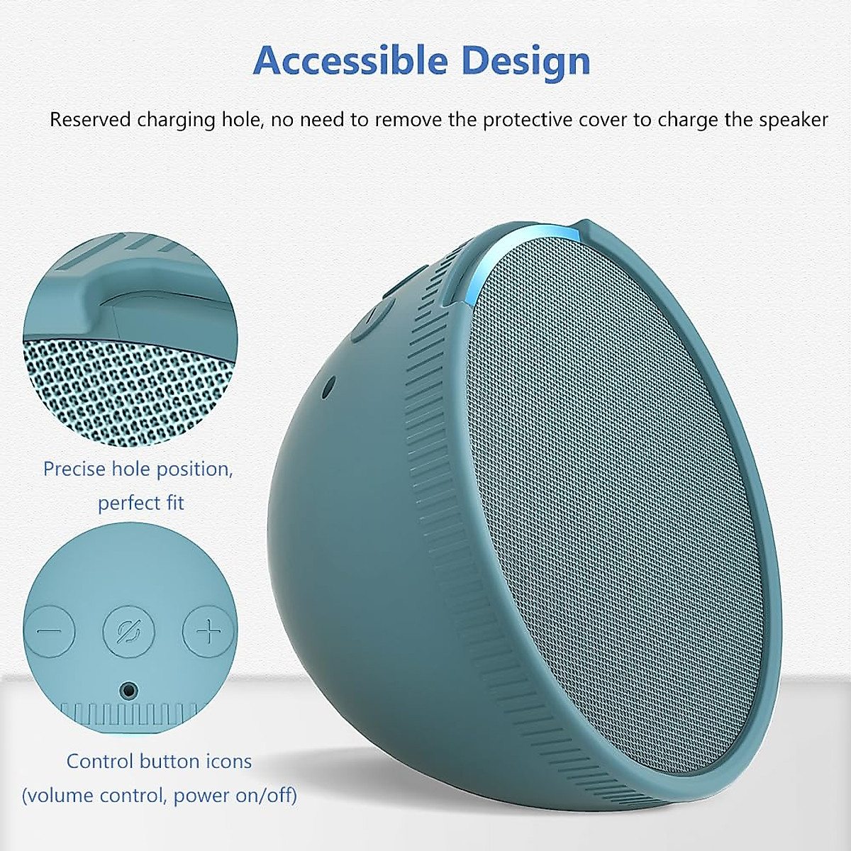 sikiwind Speaker Cover, Silicone Au-dio Box Cover Case Waterproof Speaker Protective Sleeve Shockproof Anti Drop Accessories for Amazon Echo Pop