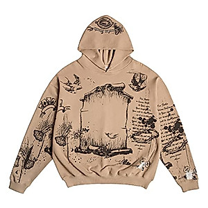 Cactus Pack Men's Hooded 3D Graphic Print Casual Oversized Sweatshirts Graffiti Long Sleeve Black