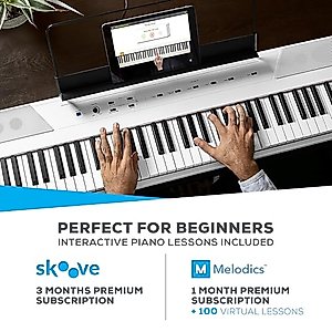Alesis Recital – 88 Key Digital Piano Keyboard with Semi Weighted Keys, 2x20W Speakers, 5 Voices, Split, Layer and Lesson Mode, FX and Piano Lessons