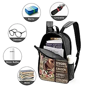 African American Women God Says You Are Unique Melanin Backpack Large Bookbag Double Sided Prints Travel Backpack Unisex Casual Backpack School Backpack, 17 Inch, Black Girl Pride