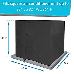 Air Conditioner Cover for Outside,210D Durable Waterproof Windproof and Snowproof Design, Central AC Unit Covers for Outdoor Protection（32X32X36 Inch）