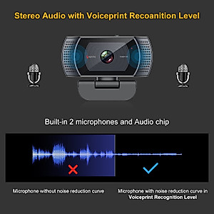 Angetube 1080P HD Webcam, USB Web cam with Autofocus Built-in Microphone & Privacy Cover，Webcam for Laptop，Streaming Web Camera for Skype/Zoom/FaceTime/Hangouts - Control Software Included
