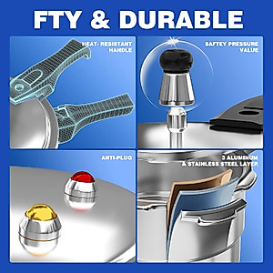 Pressure Canner,Aluminum Pressure Cooker w/Release Valve & Multiple Protective Devices,Pressure Canner Compatible with Gas & Induction Cooker (5L/4.54Quarts)